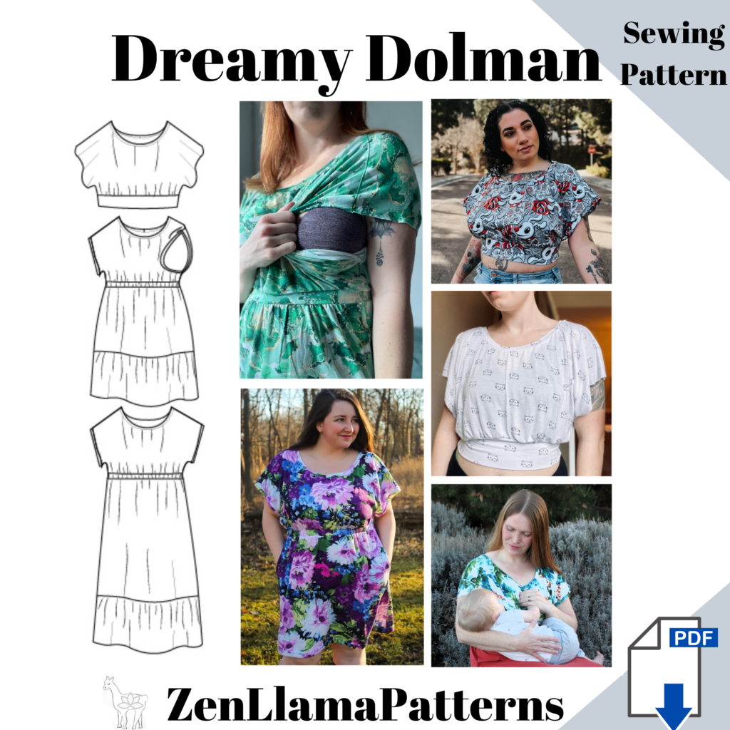 Dreamy Dolman Top & Dress- Nursing Friendly Sleeves - Zen Llama Patterns